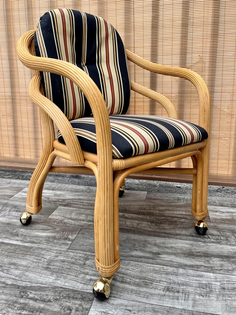 1980s Coastal Style Pencil Reed Dining Set For Sale at 1stDibs