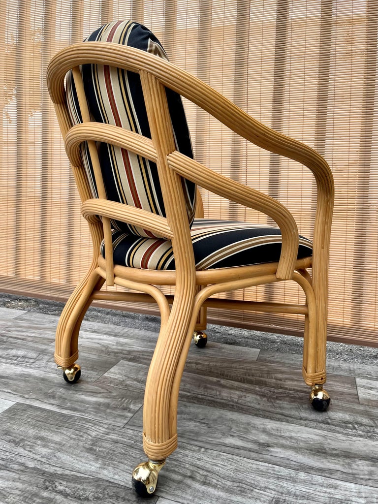 1980s Coastal Style Pencil Reed Dining Set For Sale at 1stDibs