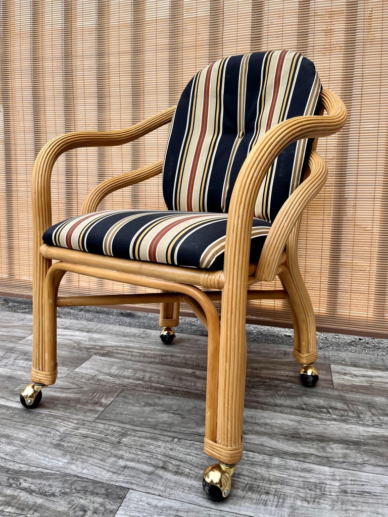 1980s Coastal Style Pencil Reed Dining Set For Sale at 1stDibs