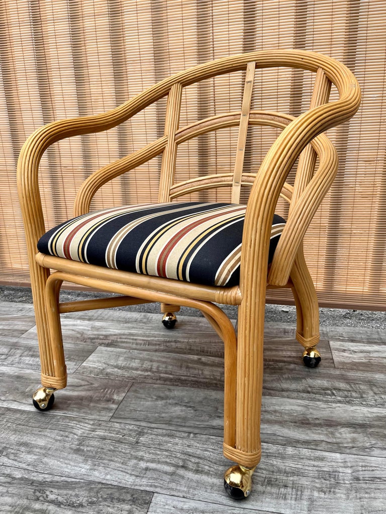 1980s Coastal Style Pencil Reed Dining Set For Sale at 1stDibs