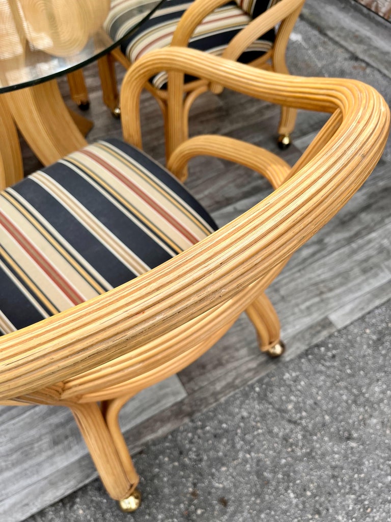 1980s Coastal Style Pencil Reed Dining Set For Sale at 1stDibs