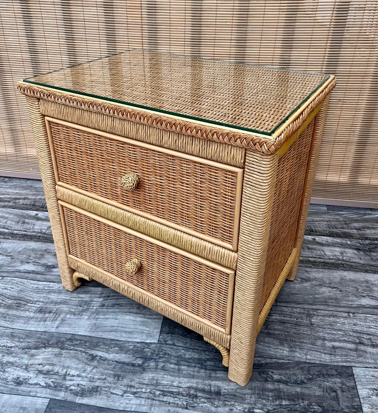 1980s Coastal Style Wicker Nightstand by Henry Link for Lexington ...