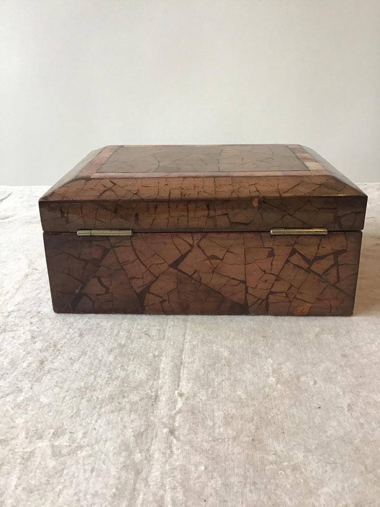 1980s Coconut Shell Box with Mother of Pearl Border at 1stDibs