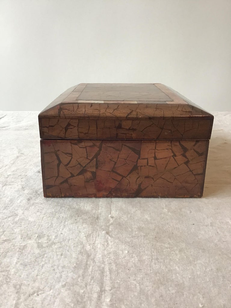 1980s Coconut Shell Box with Mother of Pearl Border at 1stDibs