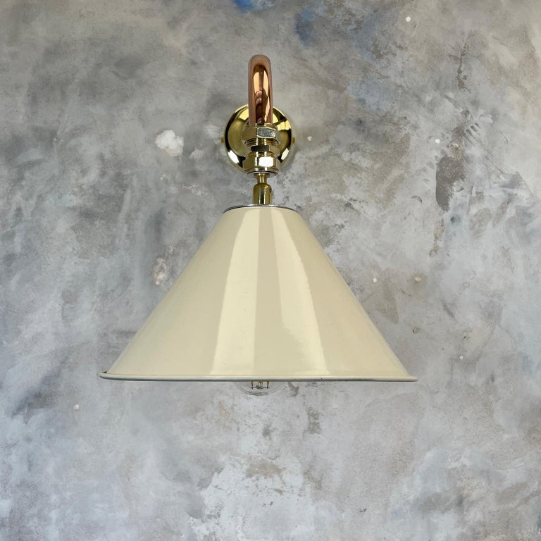 1980's Copper and Brass Cantilever Lamp Cream British Army Lamp Shade ...