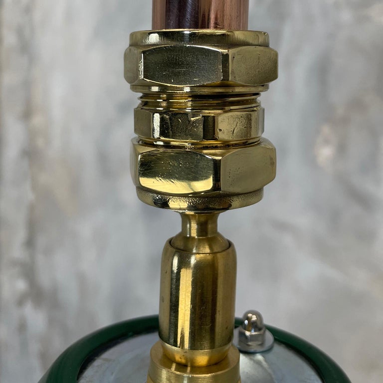 1980's Copper and Brass Cantilever Lamp Green British Army Lamp Shade ...