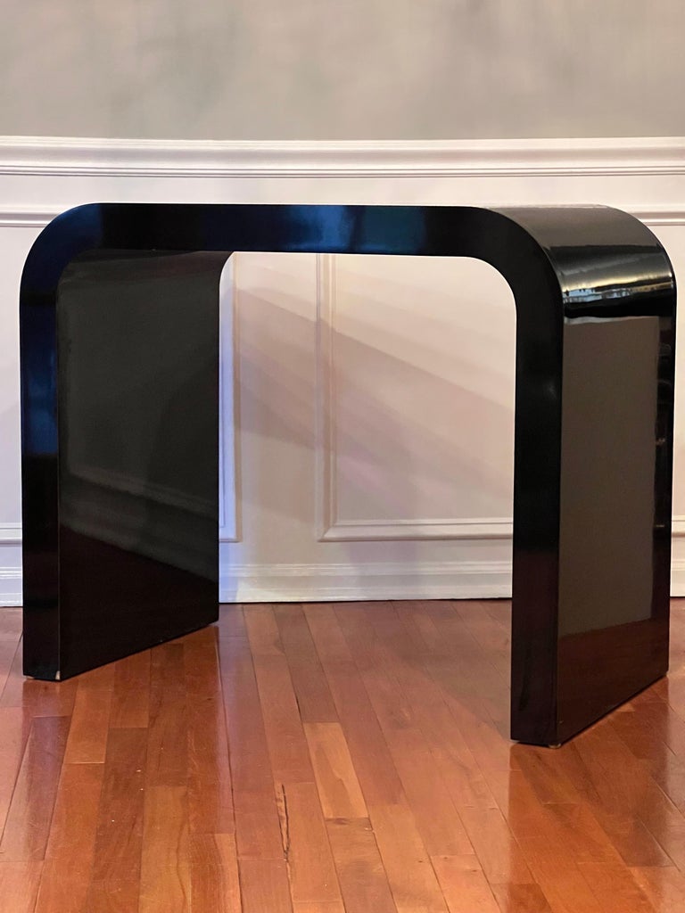 1980's Custom Waterfall Black Lacquer Console Table at 1stDibs | black ...