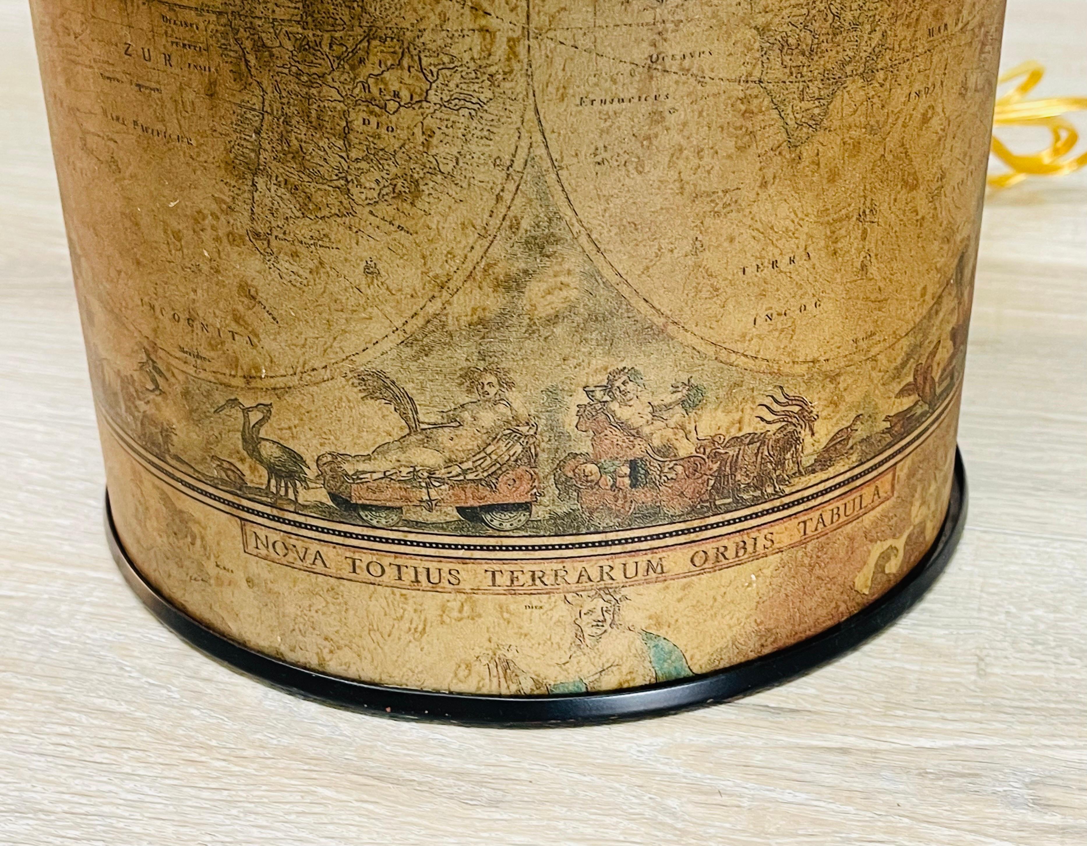 1980s Cylindrical World Map Table Lamp For Sale at 1stDibs
