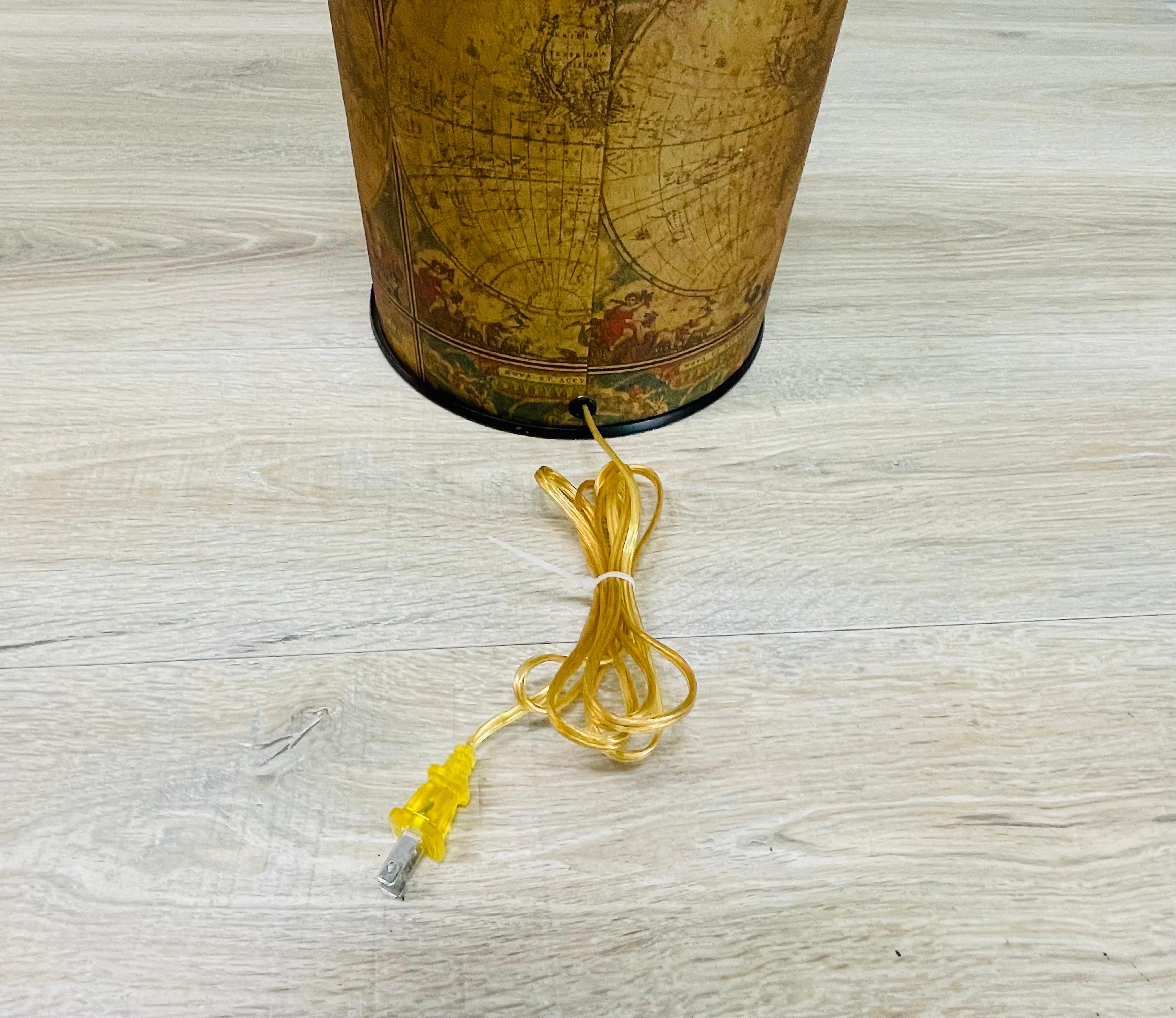 1980s Cylindrical World Map Table Lamp For Sale at 1stDibs