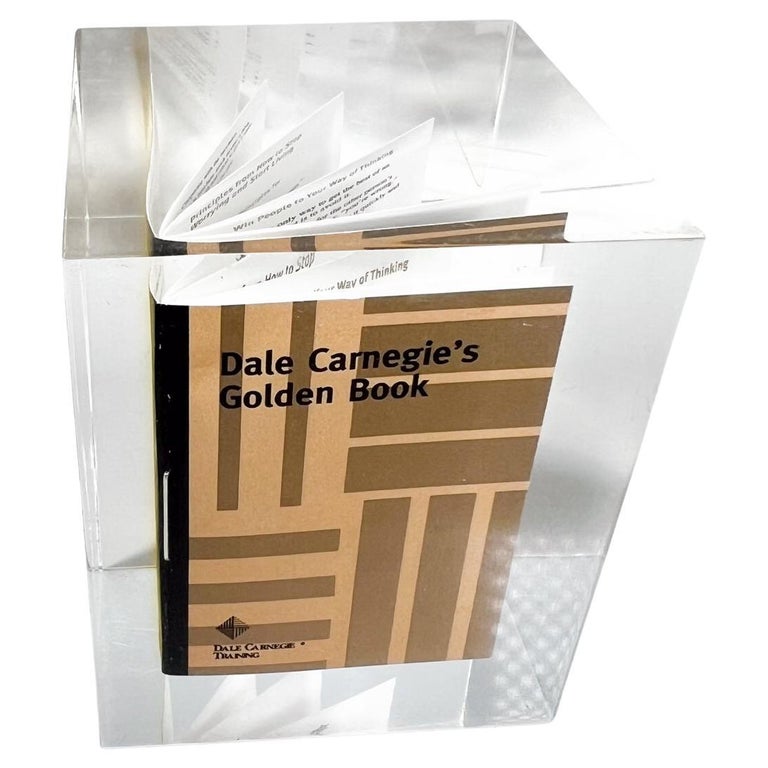 1980s Dale Carnegie Lucite Paperweight Encased Golden Book For Sale at ...