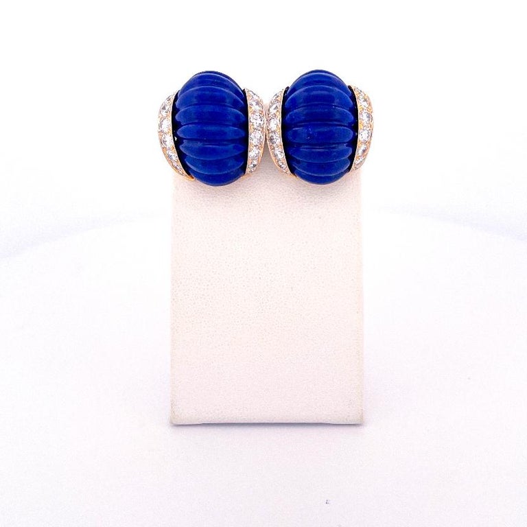 1980's David Webb 18k Yellow Gold Carved Blue Lapis and Detailed Enamel ...