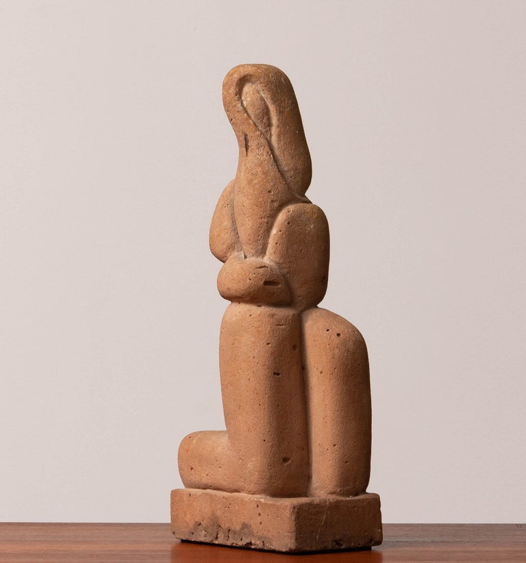 1980's Decorative Brown Sanded Brutalist Concrete Statue at 1stDibs