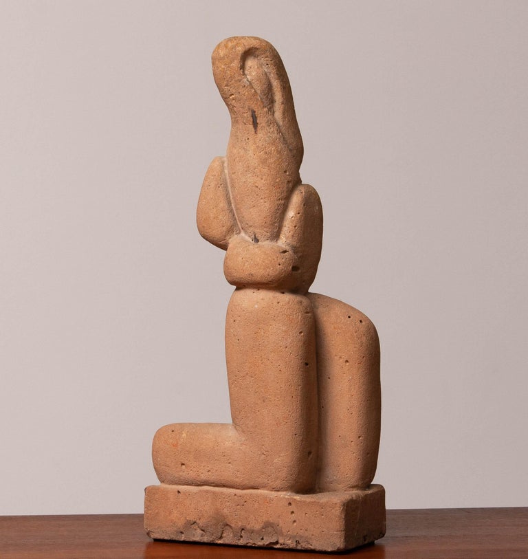 1980's Decorative Brown Sanded Brutalist Concrete Statue at 1stDibs