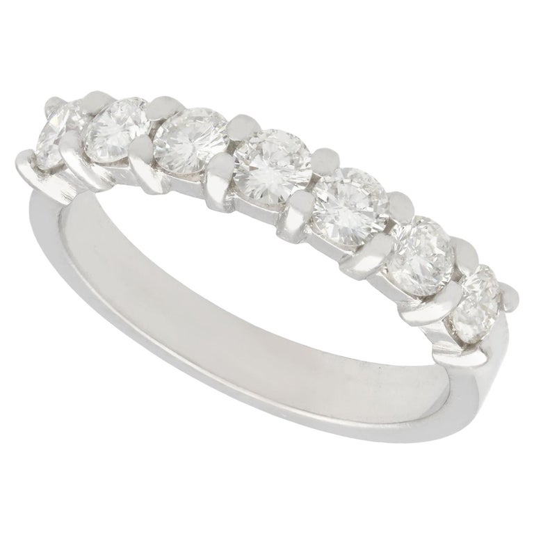 1980s Diamond and Platinum Half Eternity Ring For Sale at 1stDibs