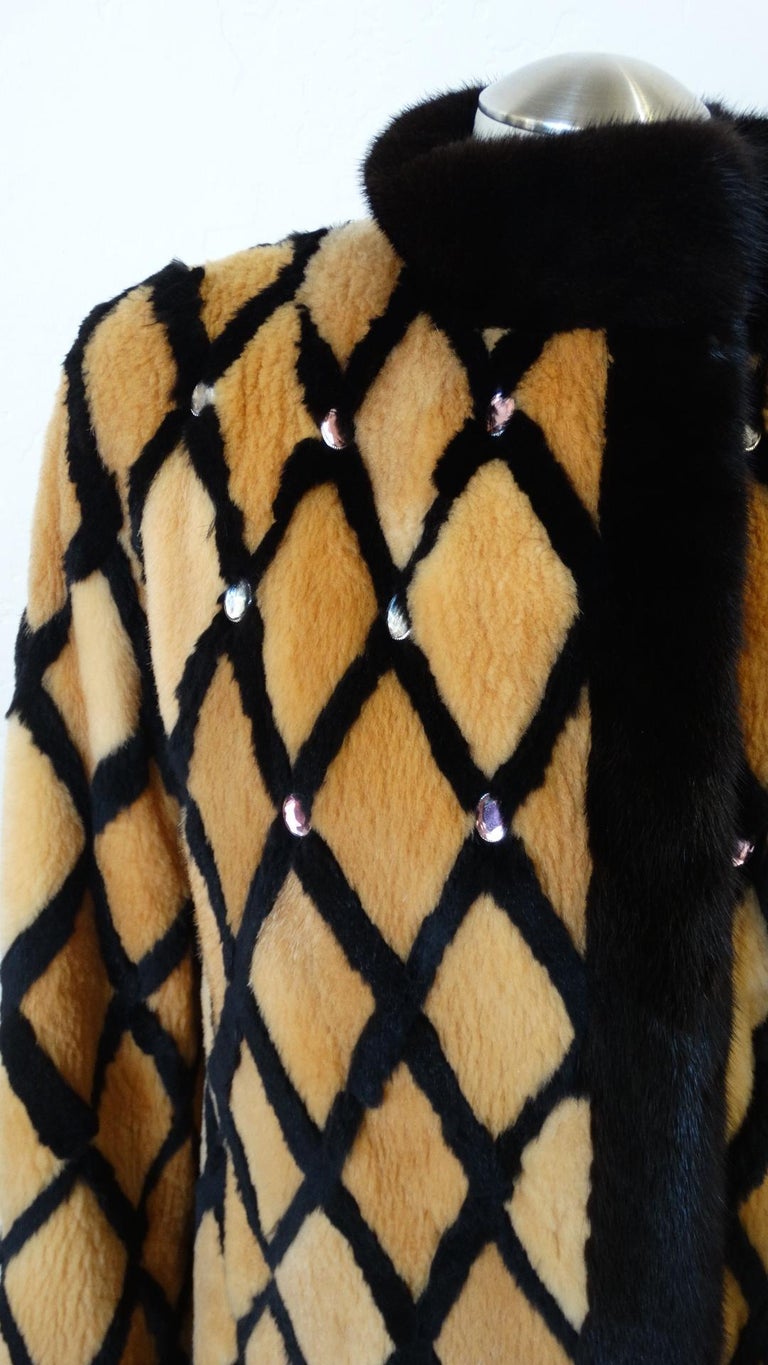 1980s Diamond Pattern Sheered Rabbit Fur Jacket at 1stDibs