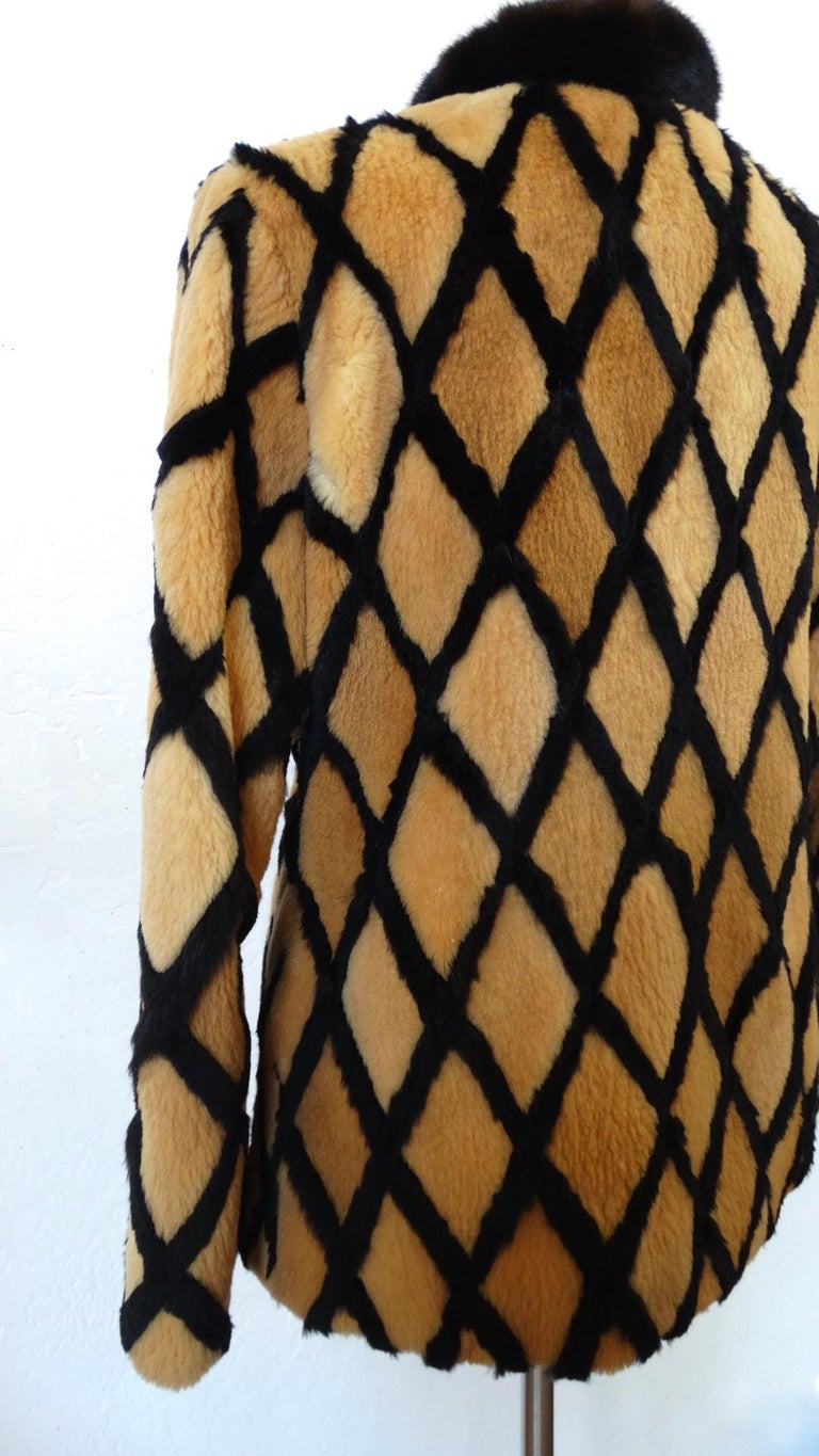 1980s Diamond Pattern Sheered Rabbit Fur Jacket at 1stDibs