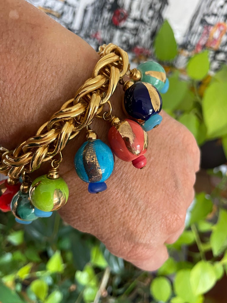 Dominique Aurientis French Hand Painted Beaded bracelet 1980s For Sale ...