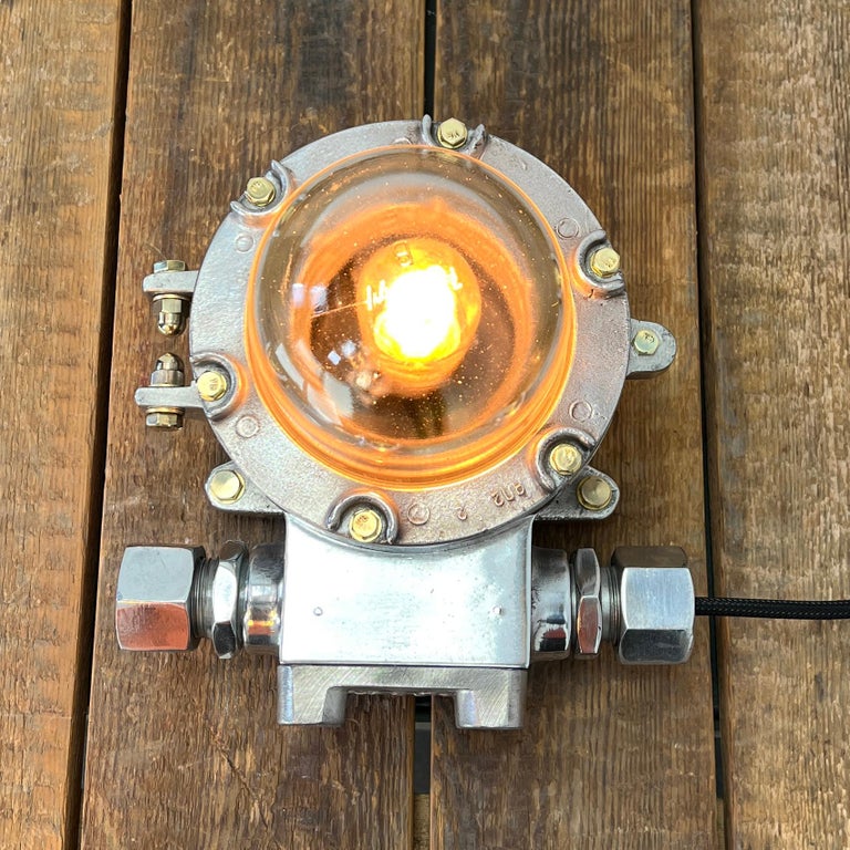 1980's Eastern Bloc Cast Aluminium and Glass Industrial Explosion Proof ...