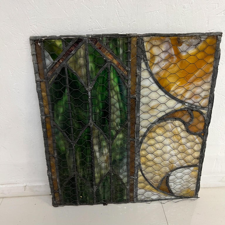 1980s Elegantly Colored Stained-Glass Window Panel Handcrafted Vintage ...