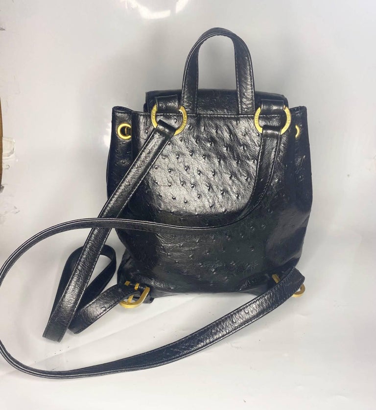 1980s Emanuel Ungaro Black Leather MIni Backpack For Sale at 1stDibs