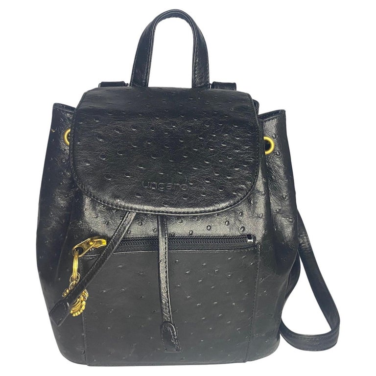 1980s Emanuel Ungaro Black Leather MIni Backpack For Sale at 1stDibs