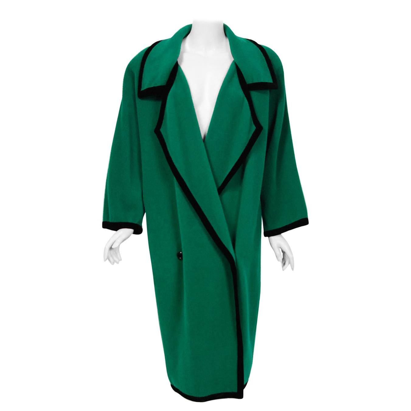 1980's Emanuel Ungaro Shamrock-Green Wool Wide Collar Sweater Jacket ...