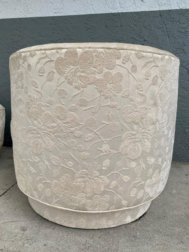1980s Preview Embroidered Floral Sculptural Curved Swivel Chairs, Set ...