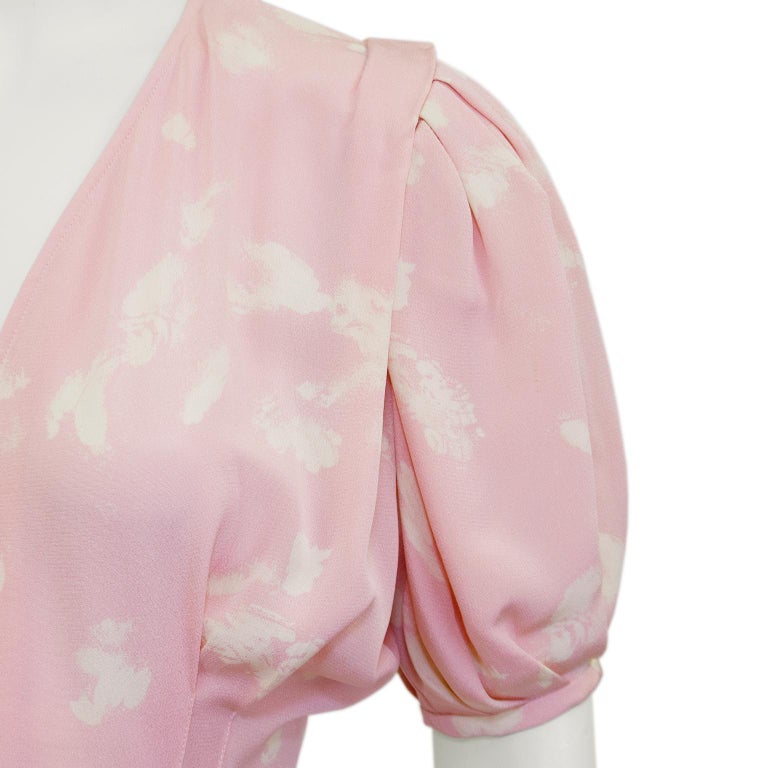 1980s Emmanuel Ungaro Pink and Cream Crepe Dress For Sale at 1stDibs