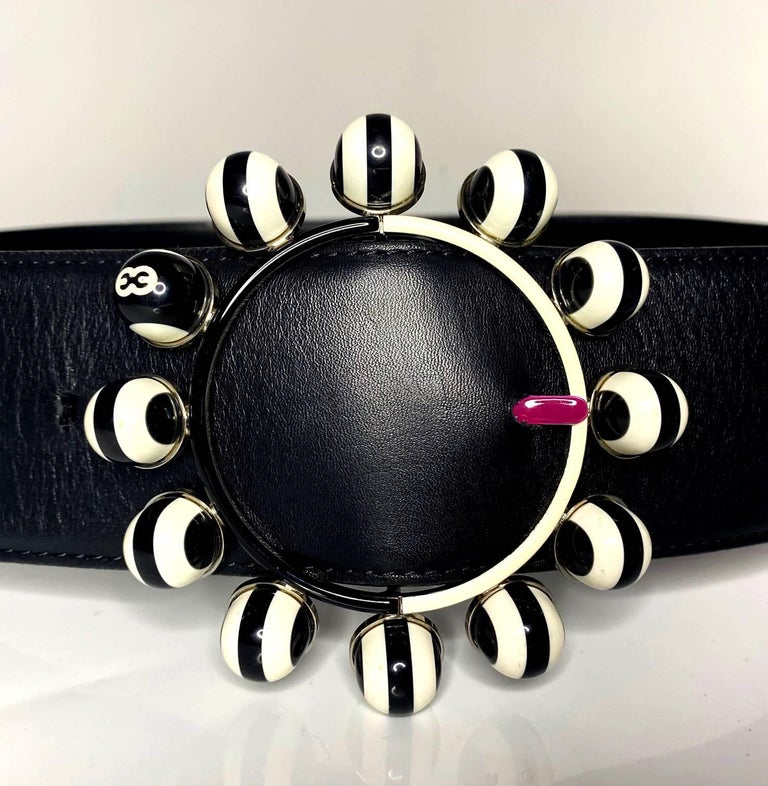 1980s Escada Novelty Snooker Balls Buckle Leather Statement Belt For ...