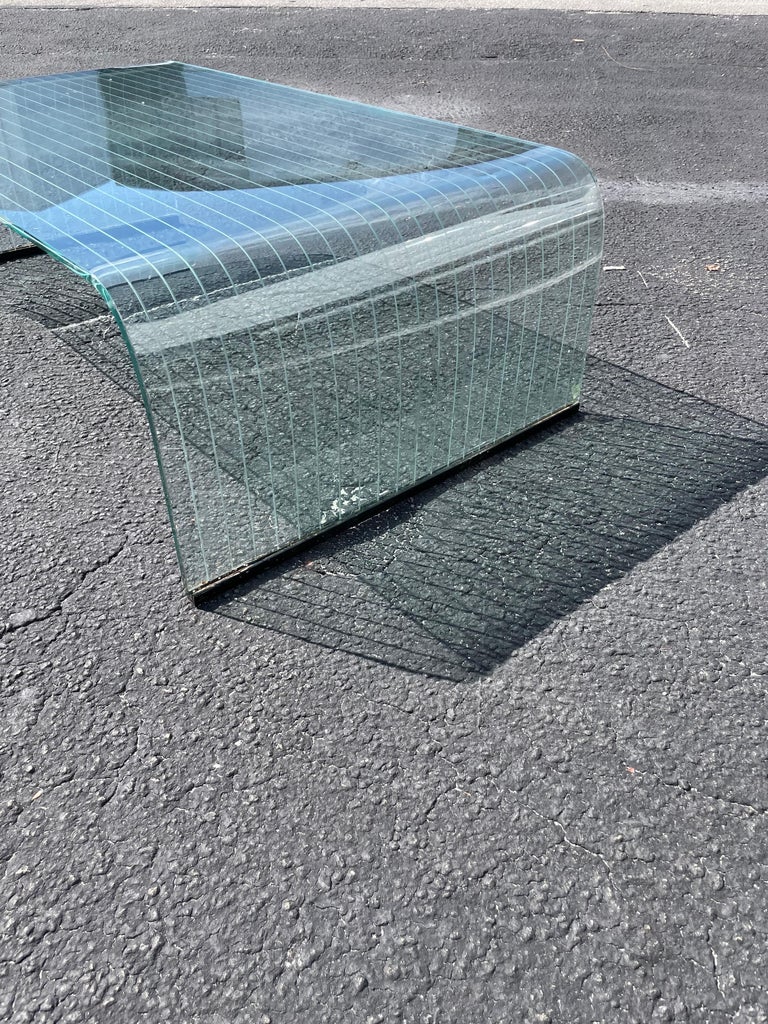 1980s Etched Glass Waterfall Table by Angelo Cortesi for Fiam For Sale ...