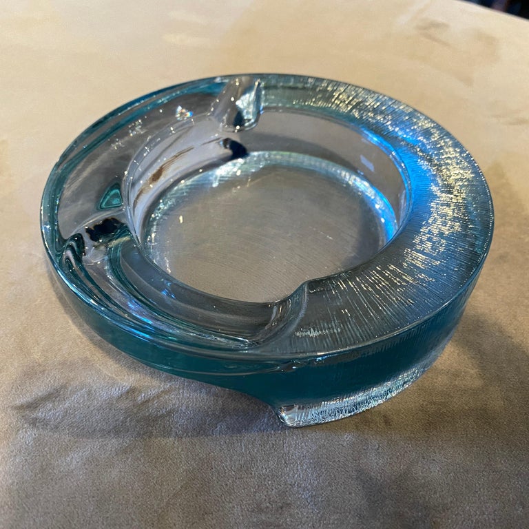 1970s Fabio Frontini for Arnolfo di Cambio Modernist Blue Glass Ashtray ...