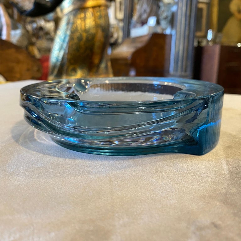 1970s Fabio Frontini for Arnolfo di Cambio Modernist Blue Glass Ashtray ...