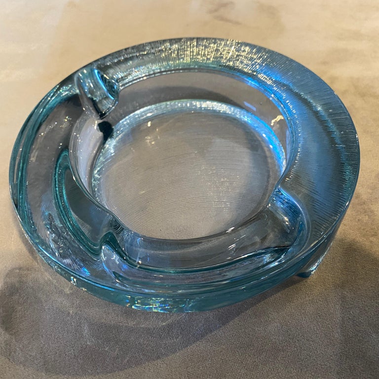1970s Fabio Frontini for Arnolfo di Cambio Modernist Blue Glass Ashtray ...