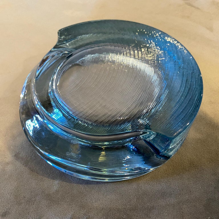 1970s Fabio Frontini for Arnolfo di Cambio Modernist Blue Glass Ashtray ...