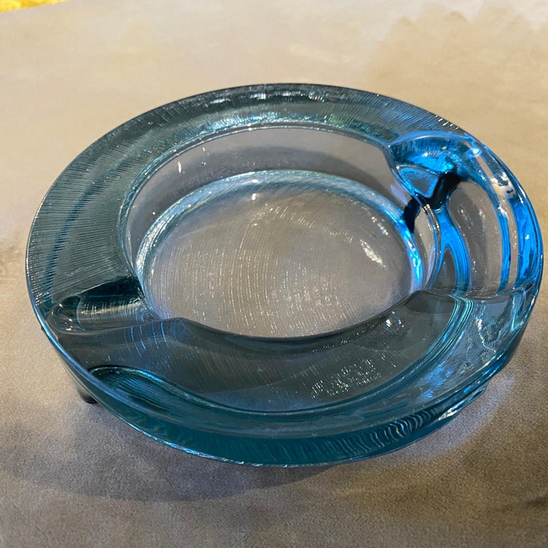 1970s Fabio Frontini for Arnolfo di Cambio Modernist Blue Glass Ashtray ...