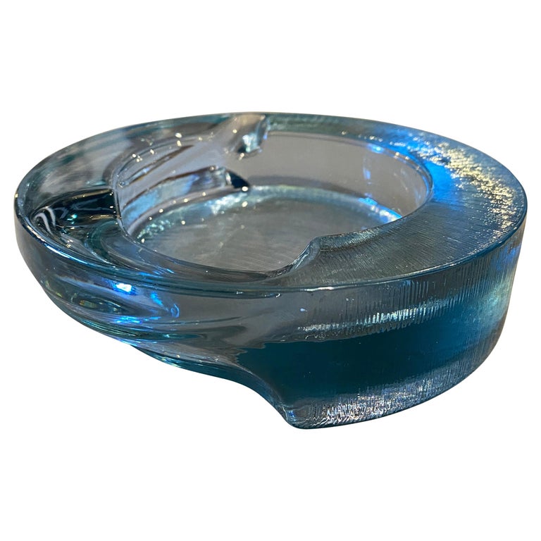 1970s Fabio Frontini for Arnolfo di Cambio Modernist Blue Glass Ashtray ...