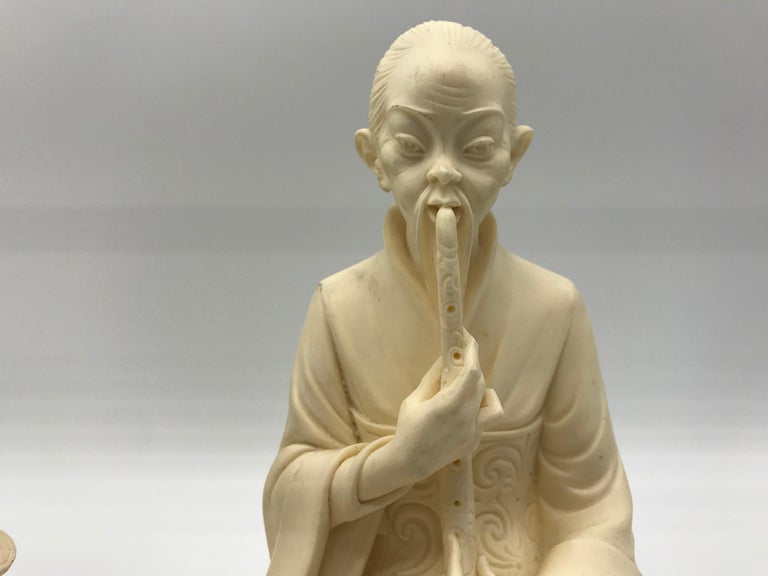 1980s Faux Ivory Chinoiserie Figural Sculptures, Pair at 1stDibs