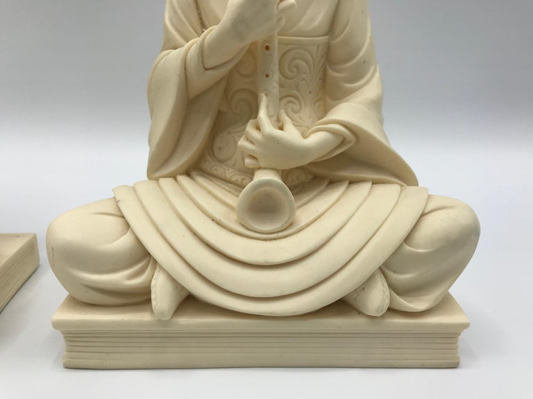 1980s Faux Ivory Chinoiserie Figural Sculptures, Pair at 1stDibs