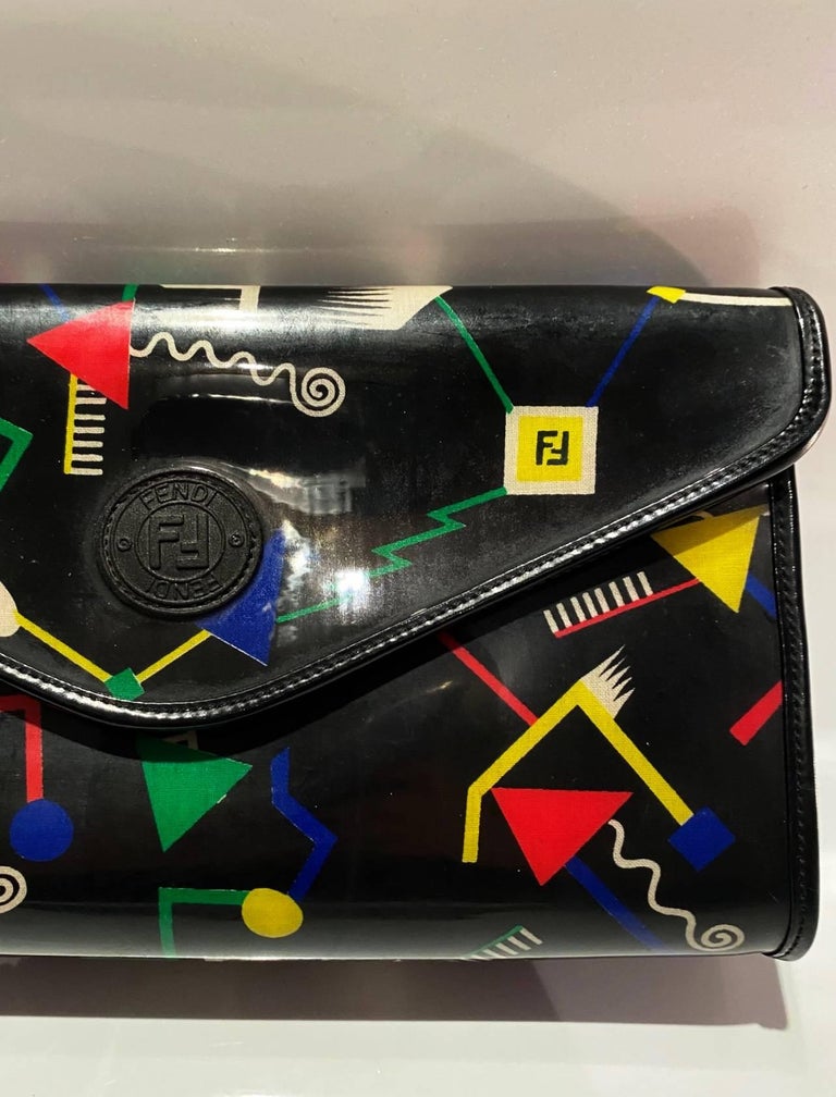 1980s Fendi Pop Abstract Vinyl Canvas Envelope Bag at 1stDibs