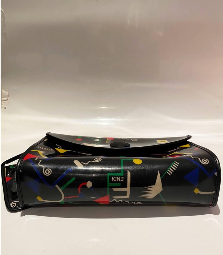 1980s Fendi Pop Abstract Vinyl Canvas Envelope Bag at 1stDibs