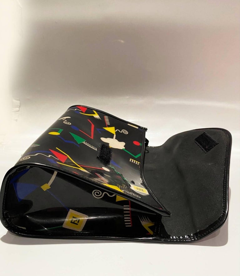 1980s Fendi Pop Abstract Vinyl Canvas Envelope Bag at 1stDibs