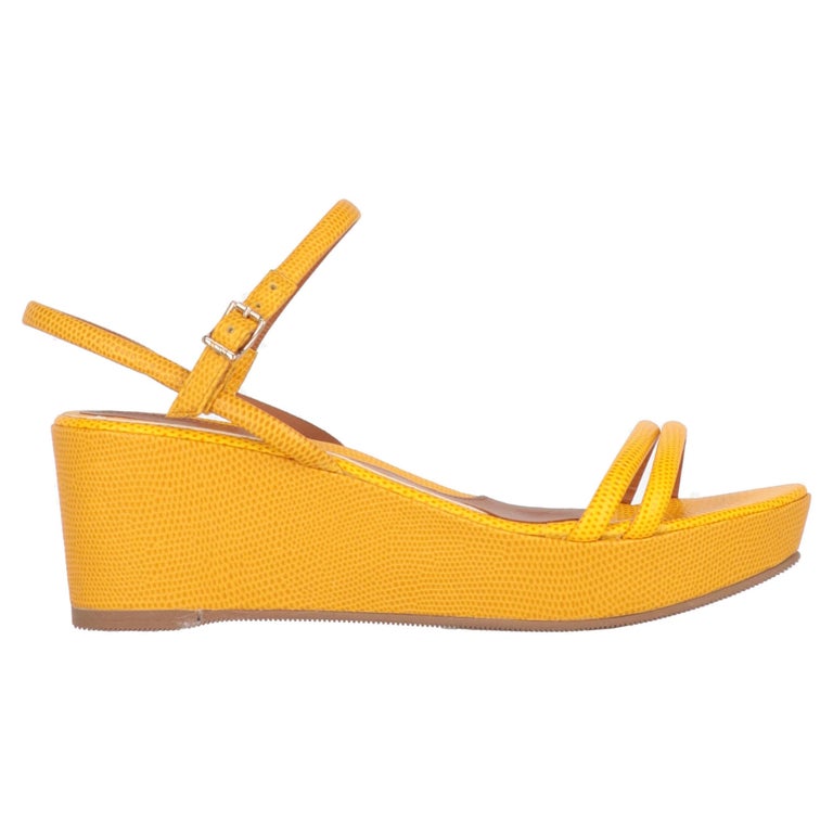 1980s Fendi Yellow Wedge Sandals at 1stDibs