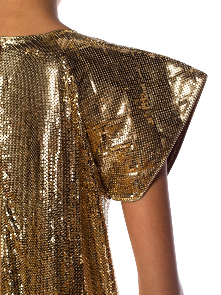 Ferrera Gold Metal Mesh Top, 1980s at 1stDibs | gold mesh top