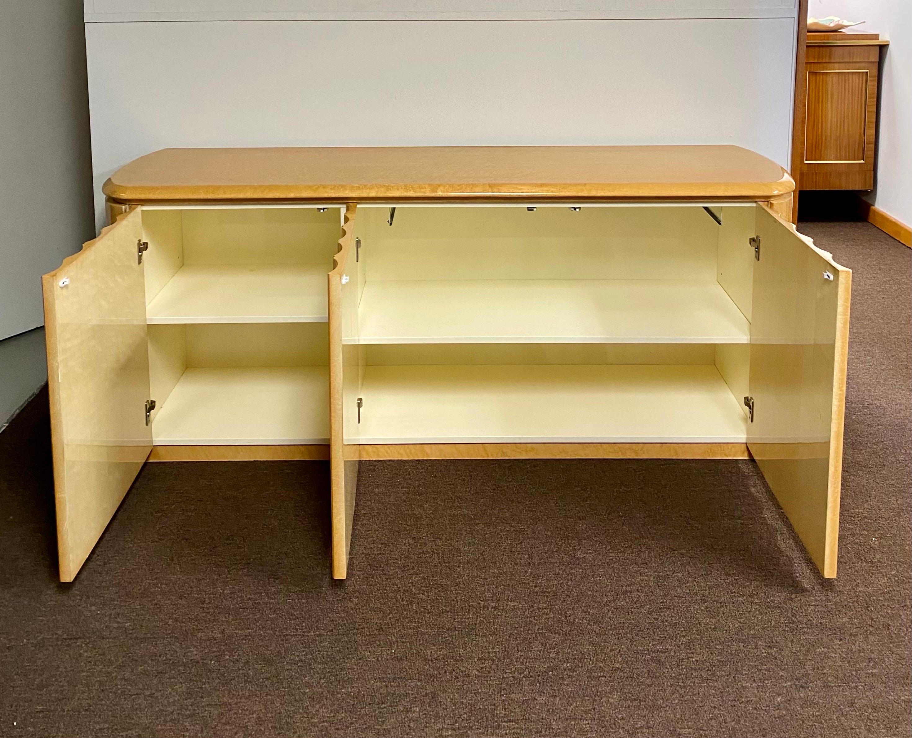 1980s, Fluted Birdseye Maple Credenza For Sale at 1stDibs