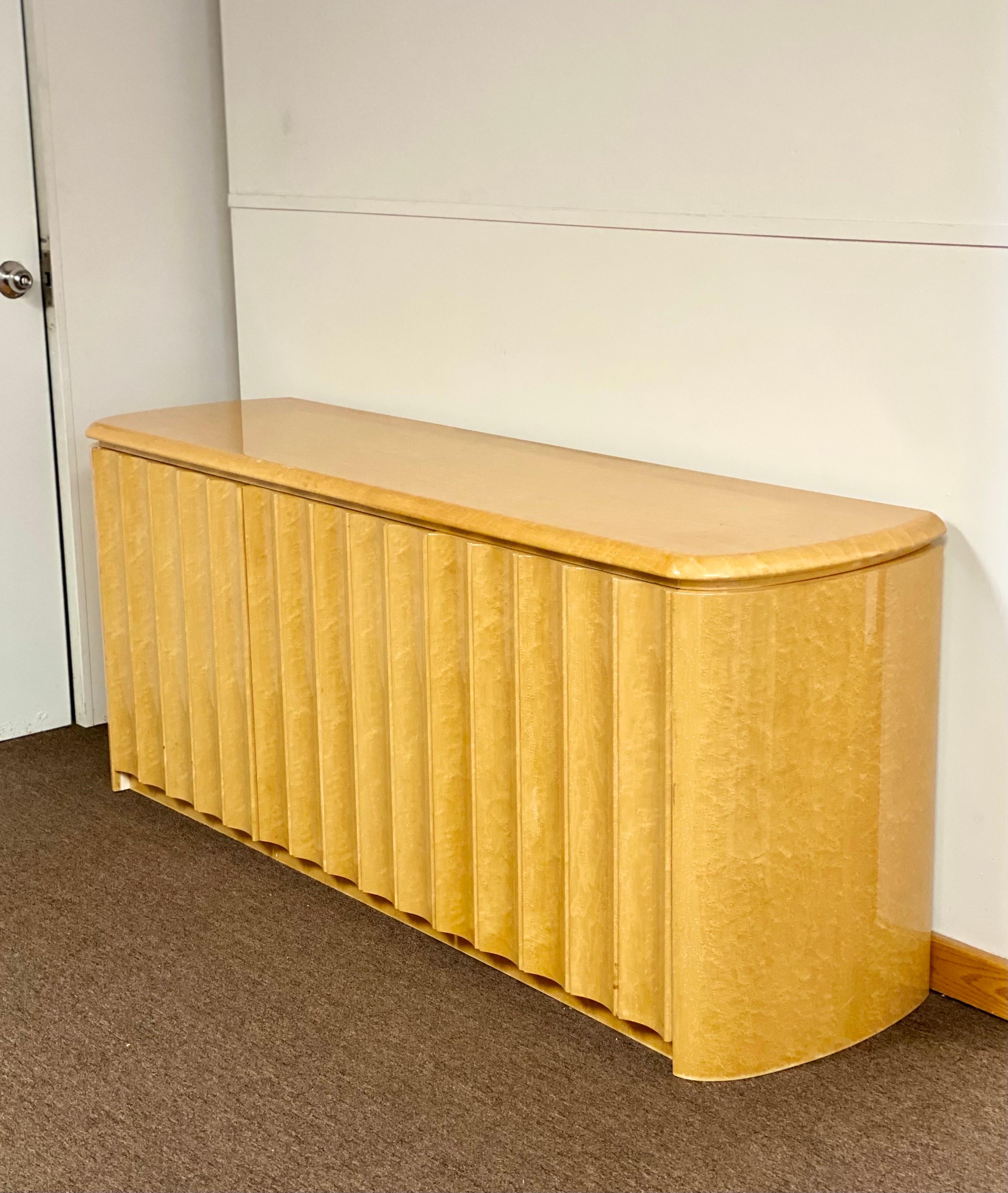 1980s, Fluted Birdseye Maple Credenza For Sale at 1stDibs
