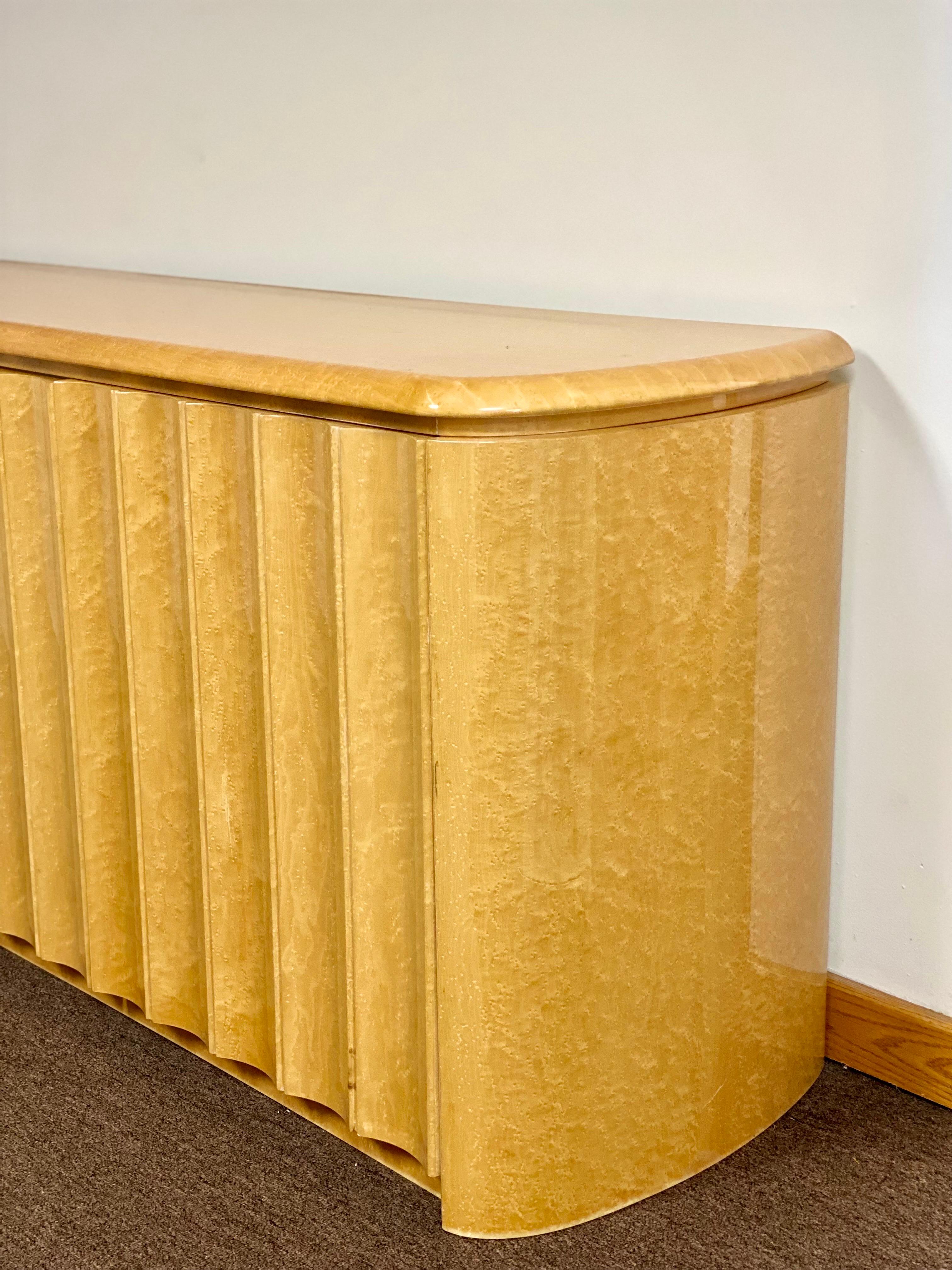 1980s, Fluted Birdseye Maple Credenza For Sale at 1stDibs