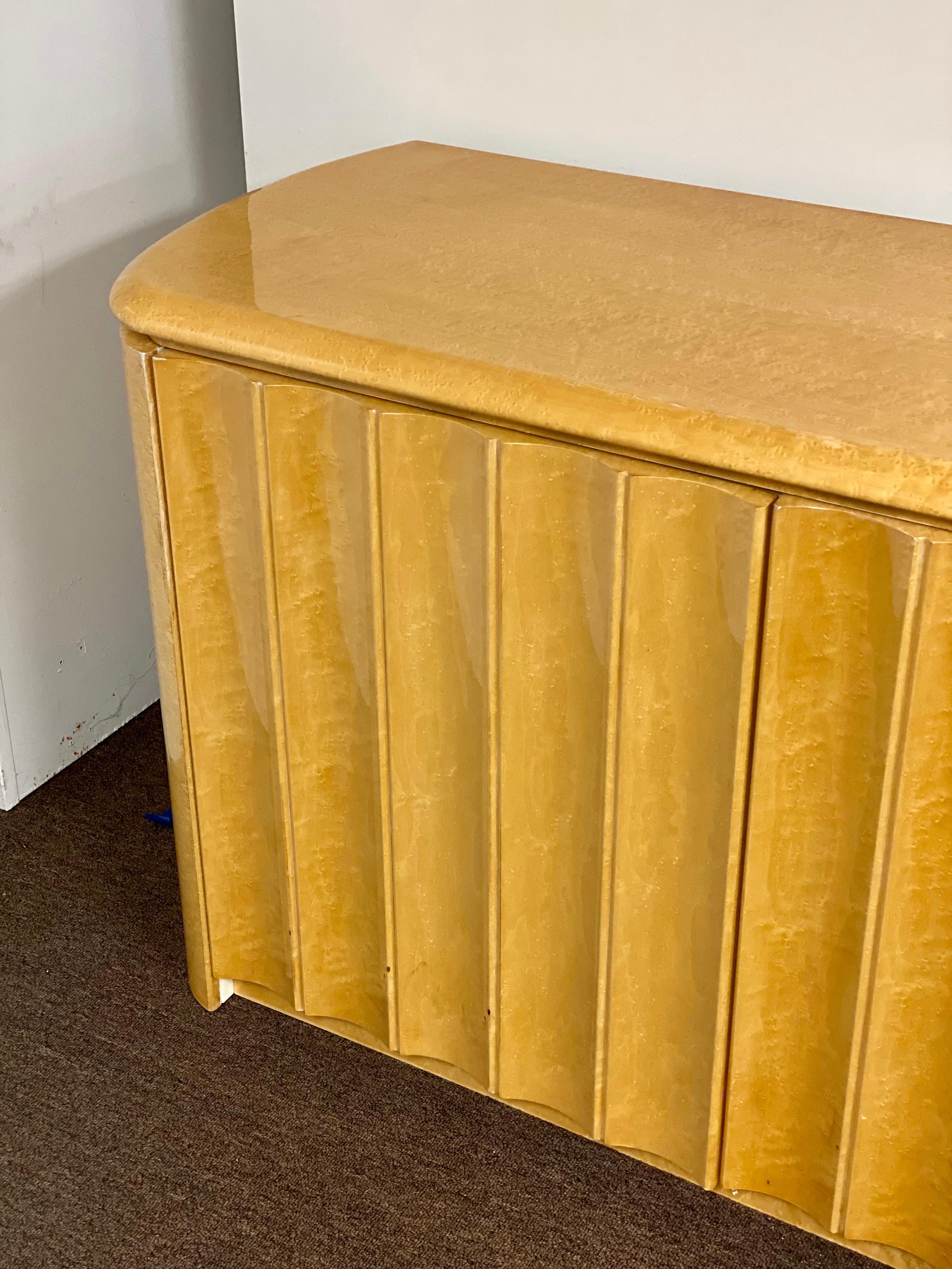 1980s, Fluted Birdseye Maple Credenza For Sale at 1stDibs