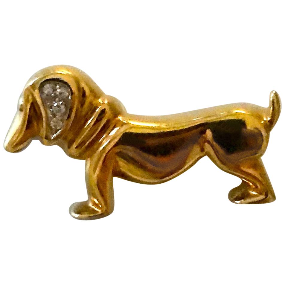 Whimsical Jeweled Smoking Lady Dachshund Dog Brooch Pin at 1stdibs