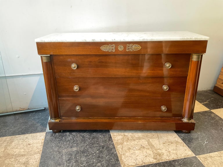 1980s French Empire Style Marble Top Chest For Sale at 1stDibs