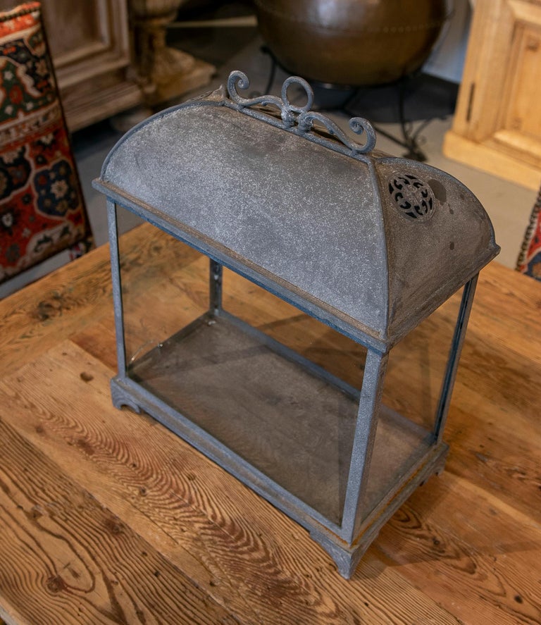 1980s French Iron Lantern with Crystals For Sale at 1stDibs